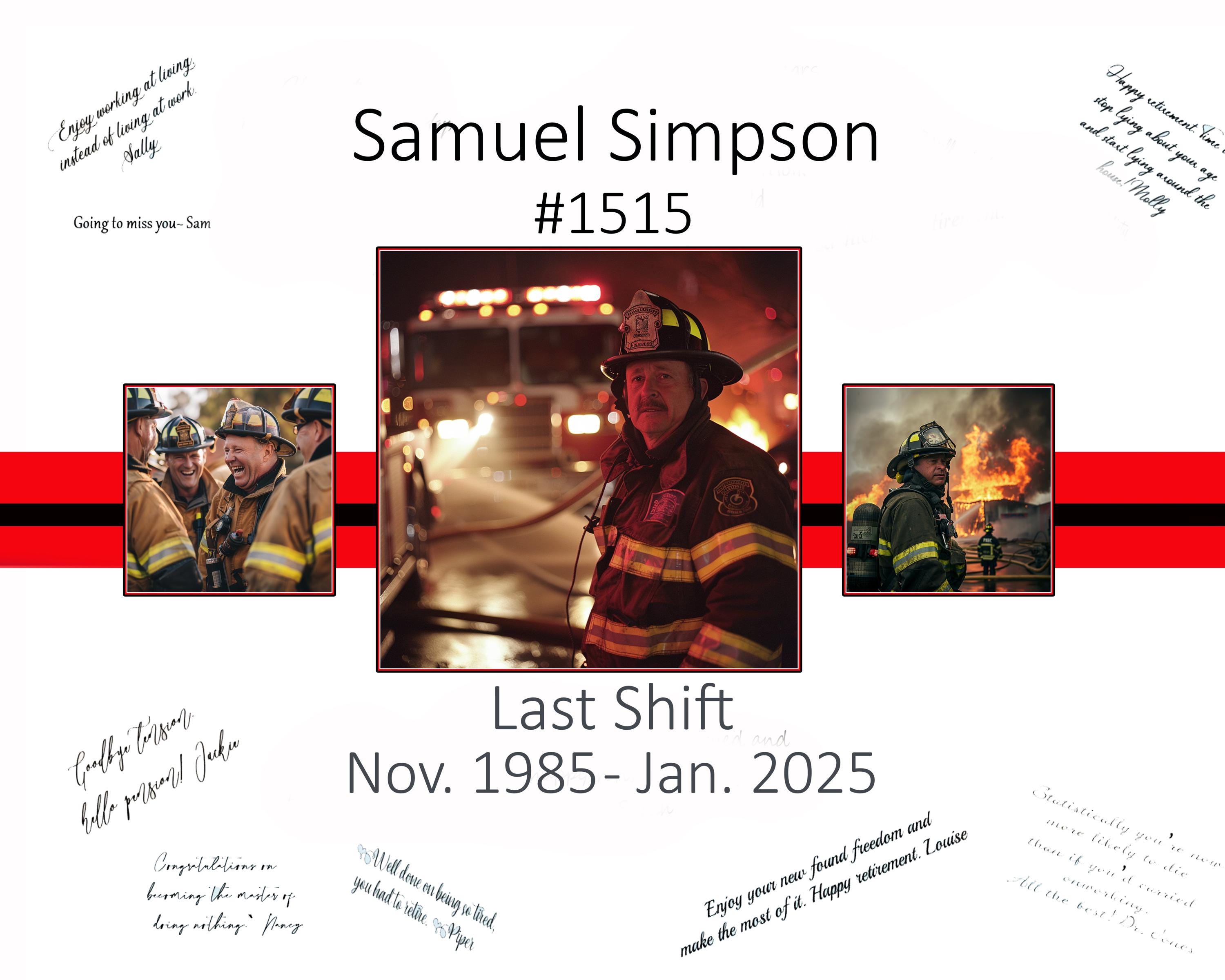 Printable, Firefighter Photos Personalized Retirement Party Alternative ...