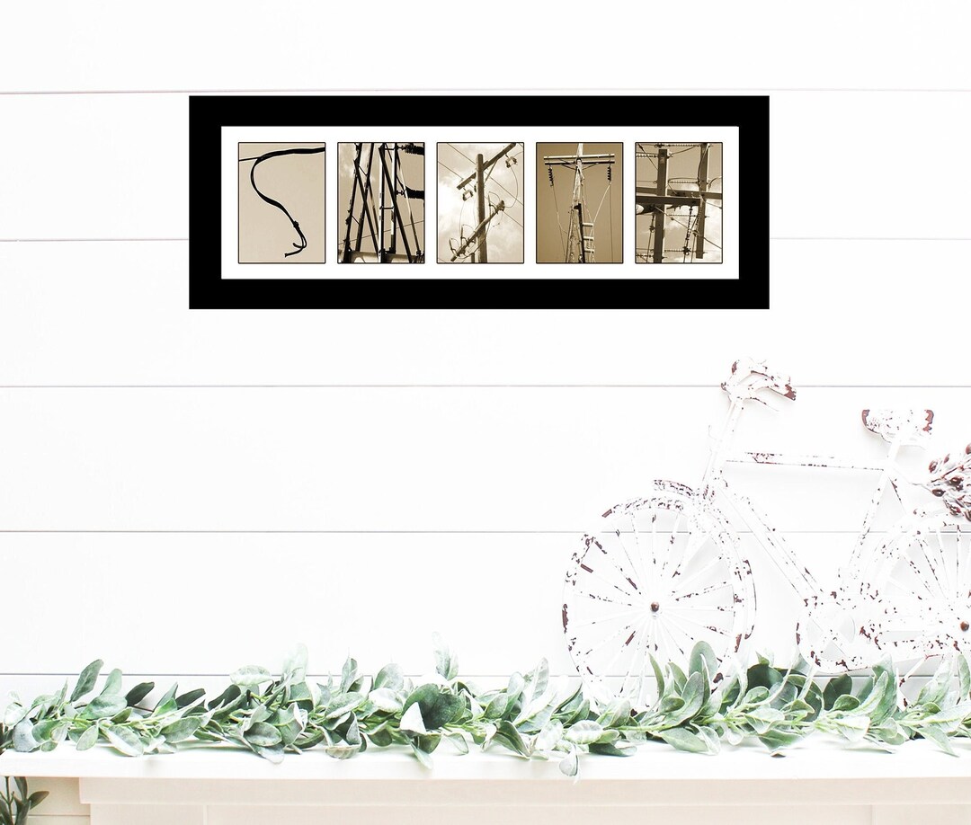 Vintage Lineman Personalized Last Name Letter Photography Sign, Custom ...