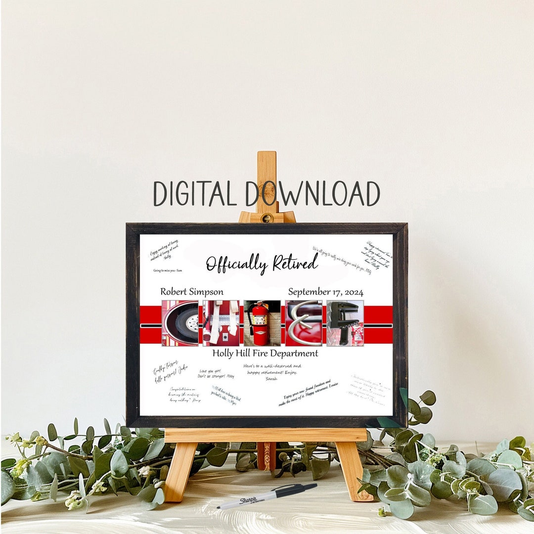 Custom Printable, Firefighter Chief Officially Retired Guest Book ...