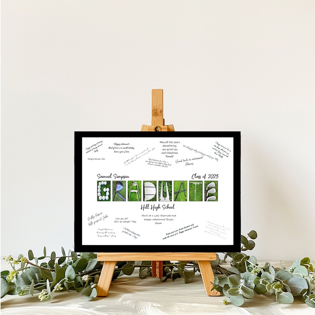Personalized Golf Graduation Unique Alternative Guestbook, Graduation ...