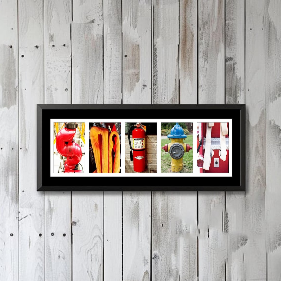 Personalized Name Firefighter Alphabet Photography Framed Sign - Custom ...