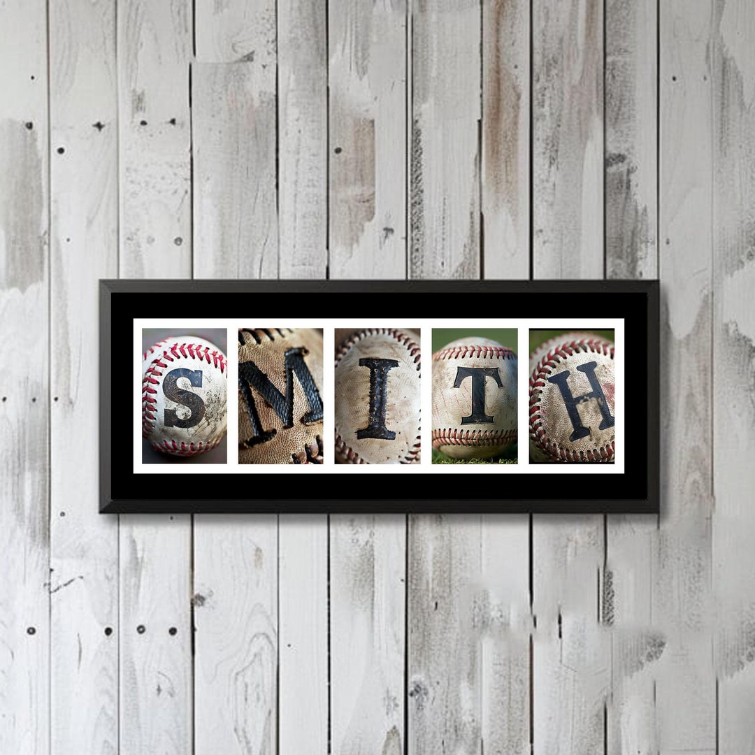 Baseball Personalized Last Name Art Sign, Custom Baseball Fan Gift for ...