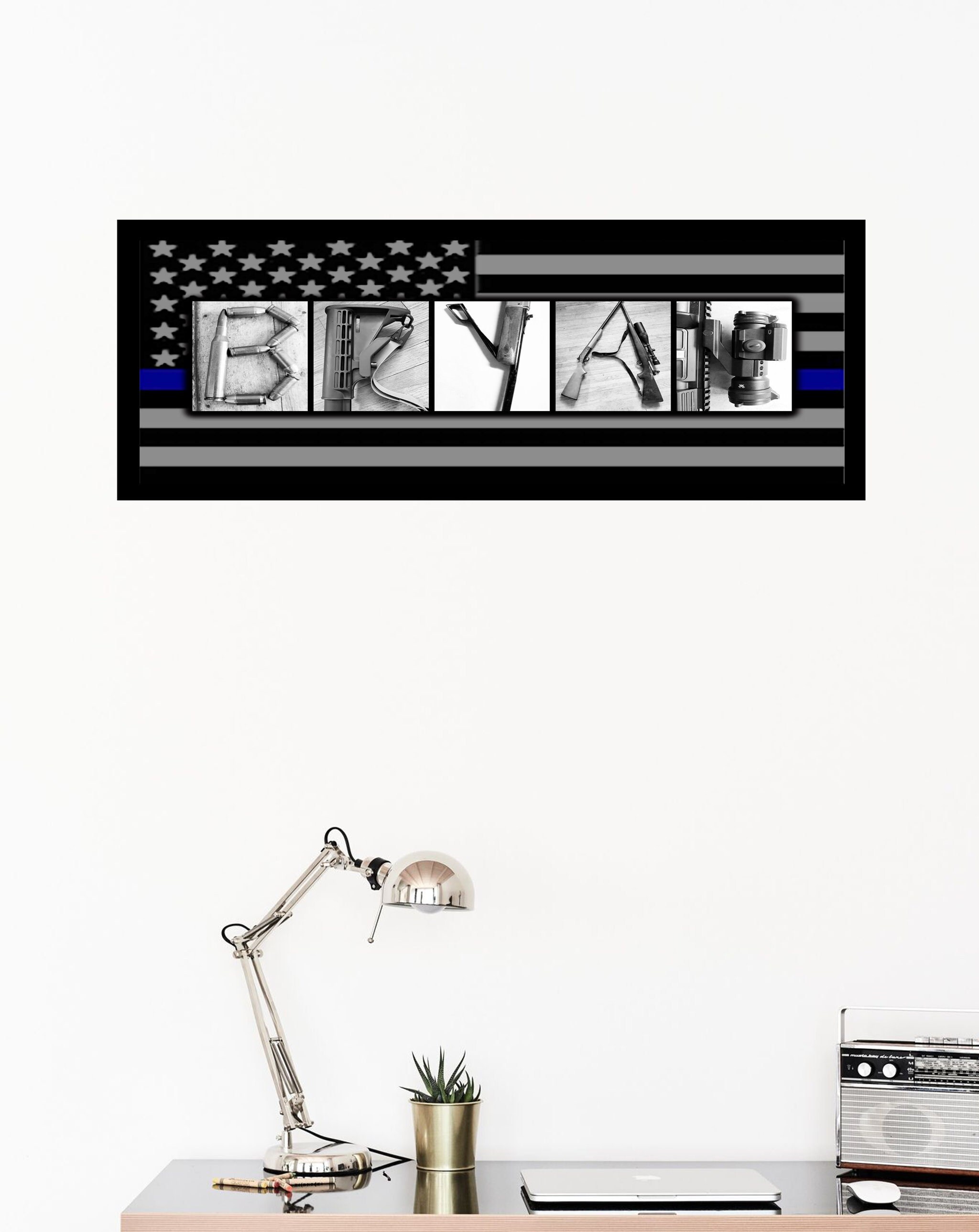 Police Officer Personalized Name Thin Blue Line Sign 10x20 - Etsy
