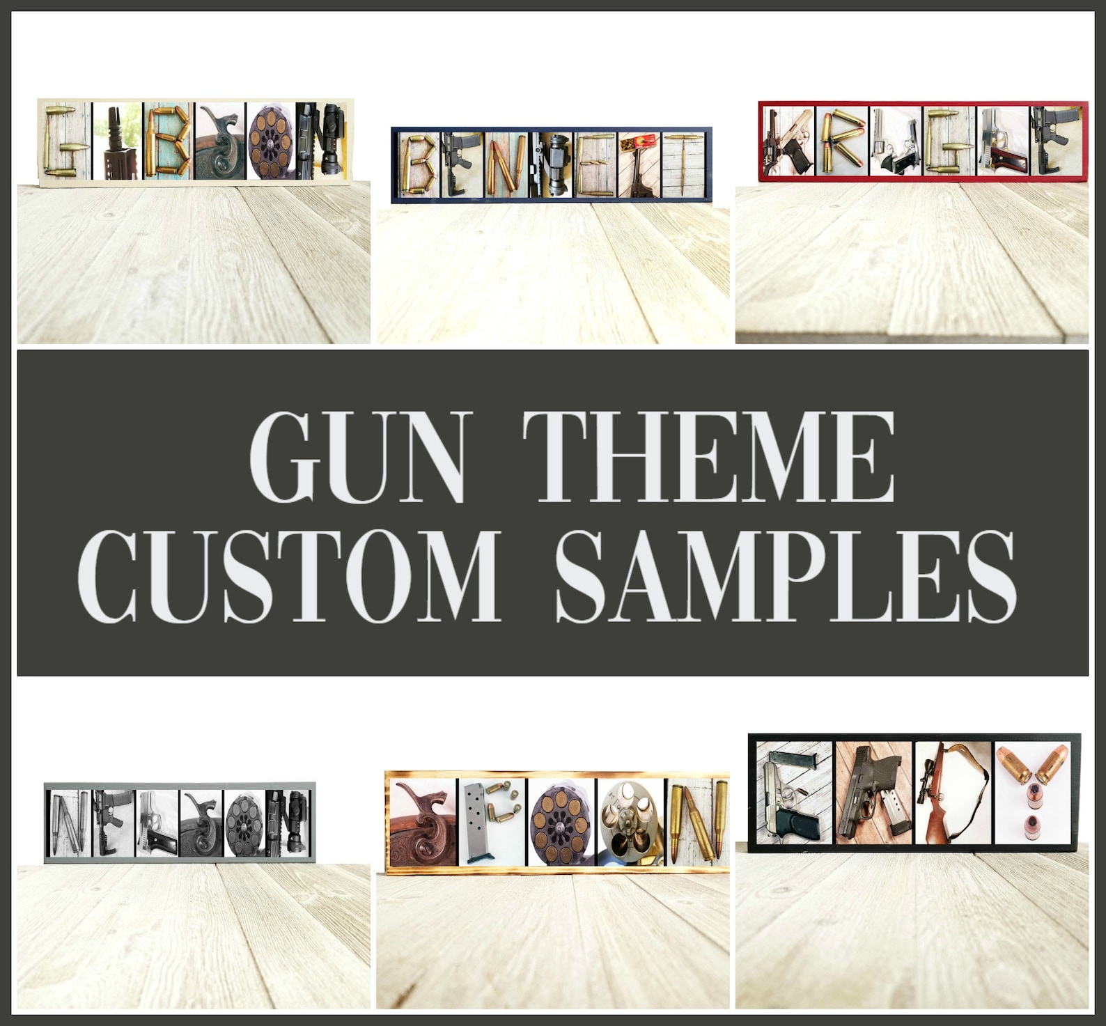 Large Personalized Name Gun Letter Art Large Wood Sign | Etsy