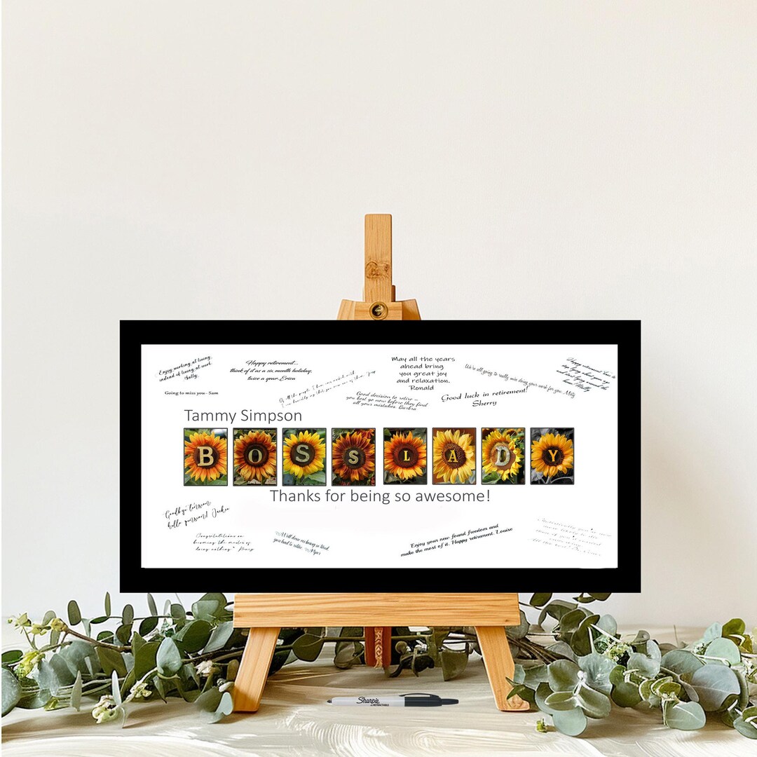 Sunflower Boss Lady Appreciation Personalized Signature Board, Boss's ...