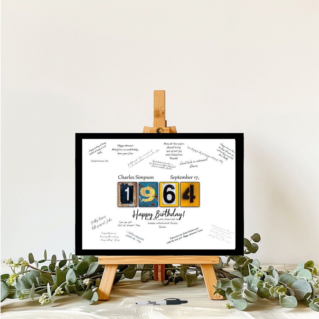 Milestone Birthday Retro Year Card Unique Alternative Guest Book, All ...