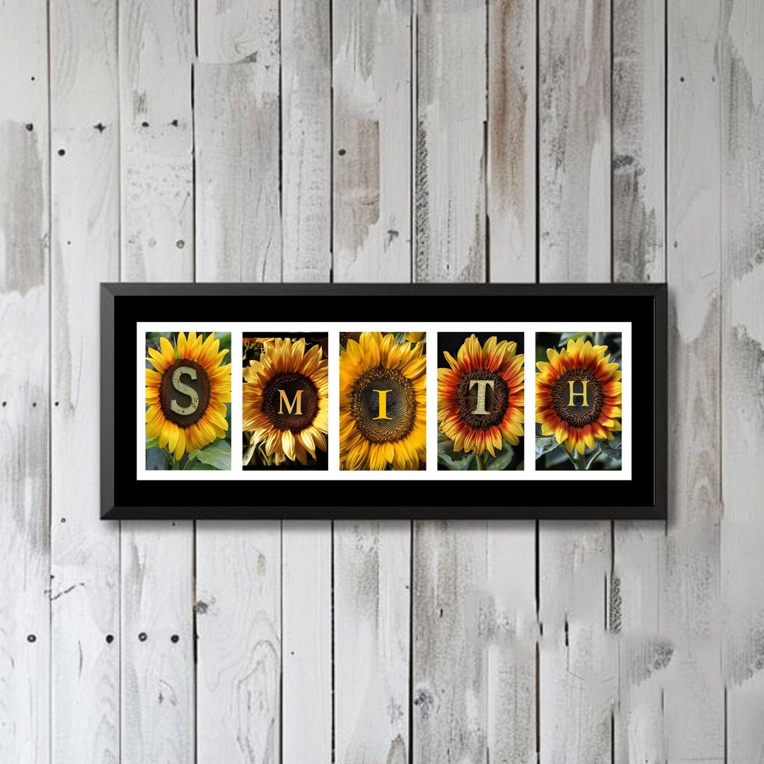 Sunflower Personalized Name Letter Photography Sign, Custom Gift for ...