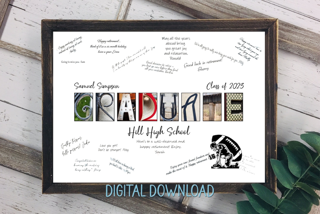 Printable Download, Personalized Football Player High School Graduation ...