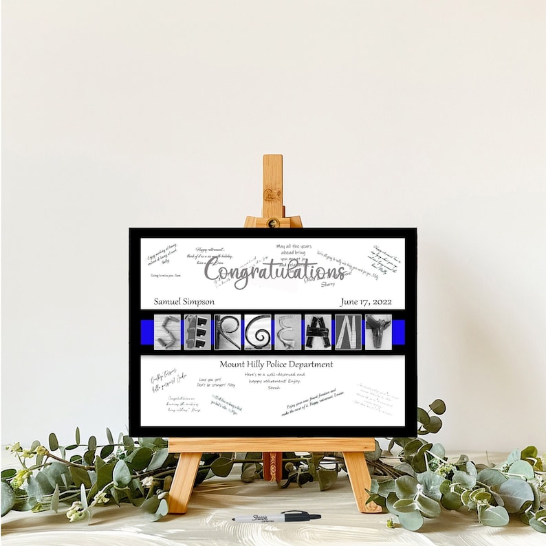 Police Sergeant Thin Blue Line Retirement Party Alternative Guest Book ...