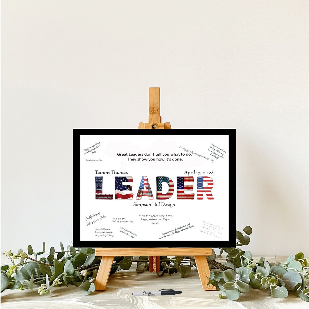 American Flag Leader Appreciation, Custom Guest Book Alternative ...