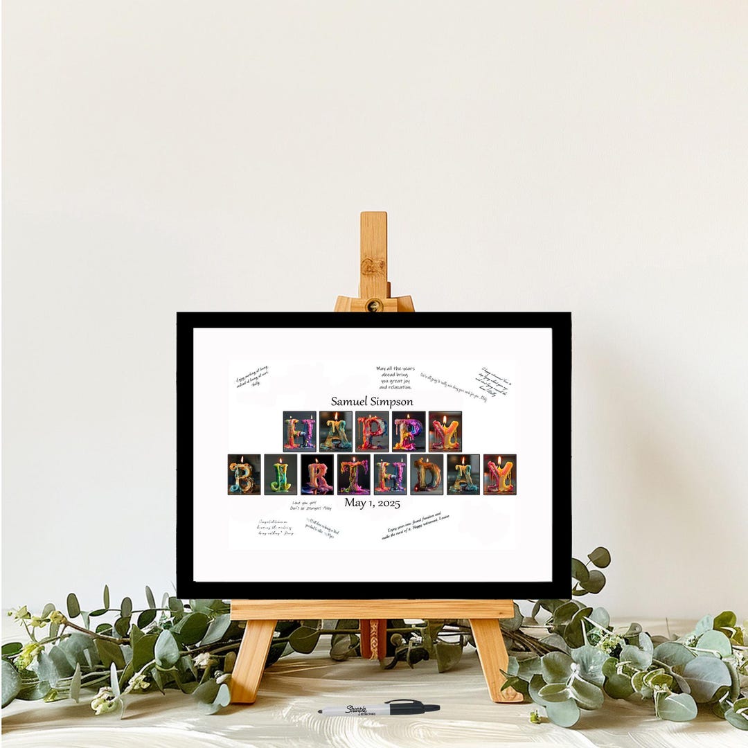 Candle Happy Birthday Card Alternative, Birthday Party Guest Book ...