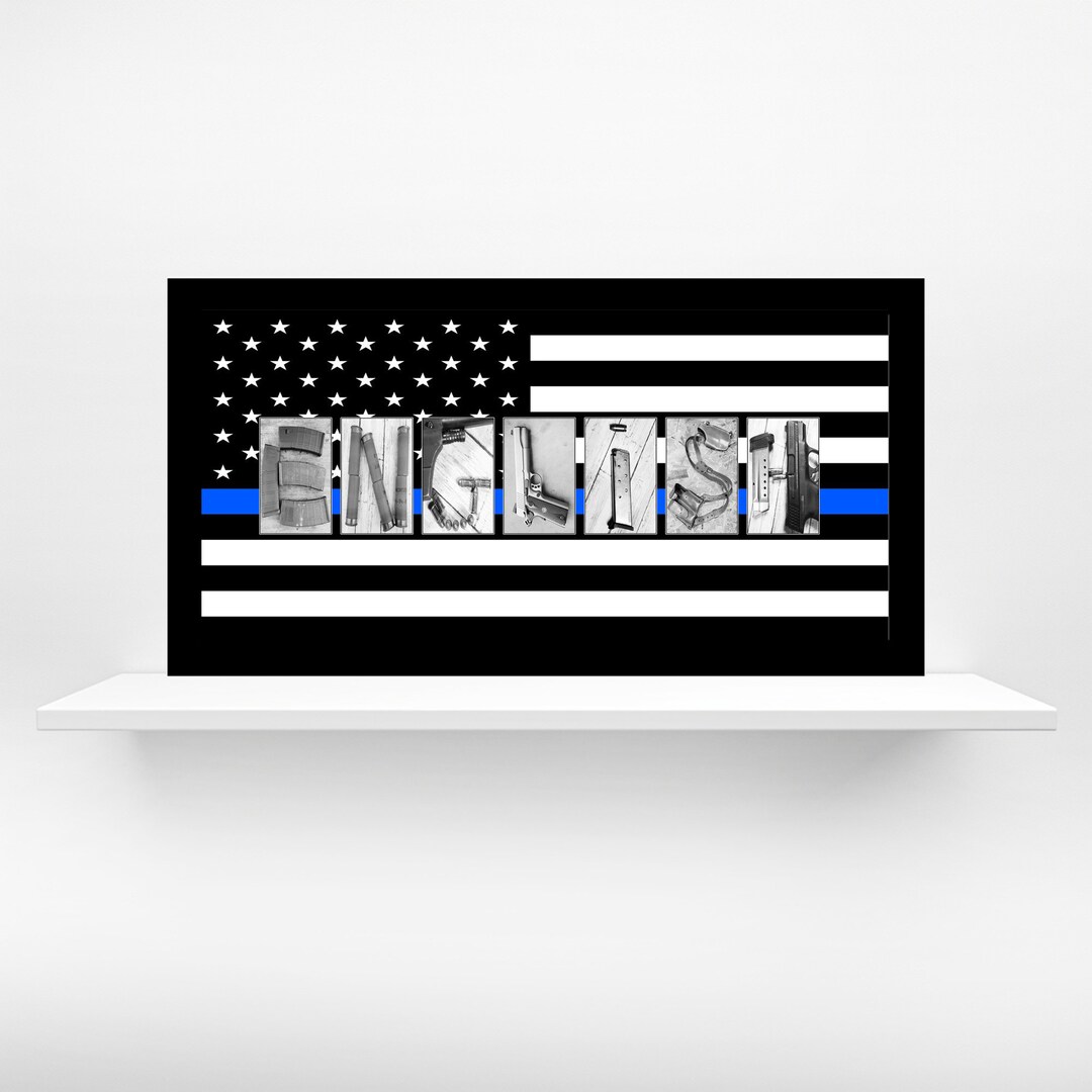 Police Officer Personalized Name Thin Blue Line Flag, Alphabet ...