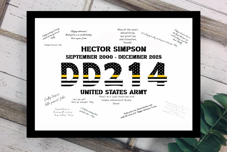 Personalized DD214 Army American Flag Retired Military Guest Book ...