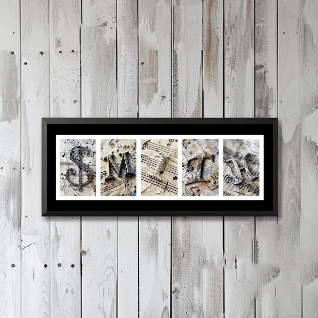 Music Notes Personalized Name Art Sign, Vintage Music Sheets, Music ...