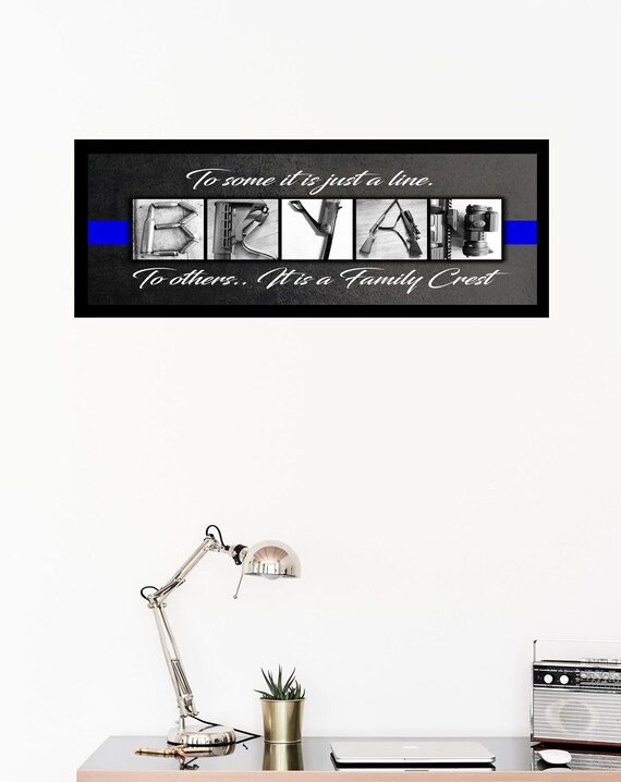 Personalized Name Thin Blue Line Sign Police Officer Gift | Etsy