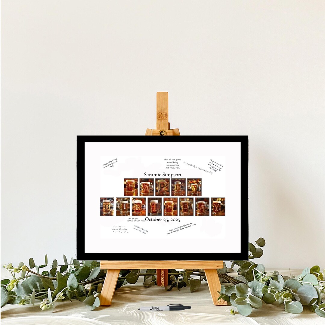Beer Mug Happy Birthday Card Alternative, Birthday Party Guest Book ...
