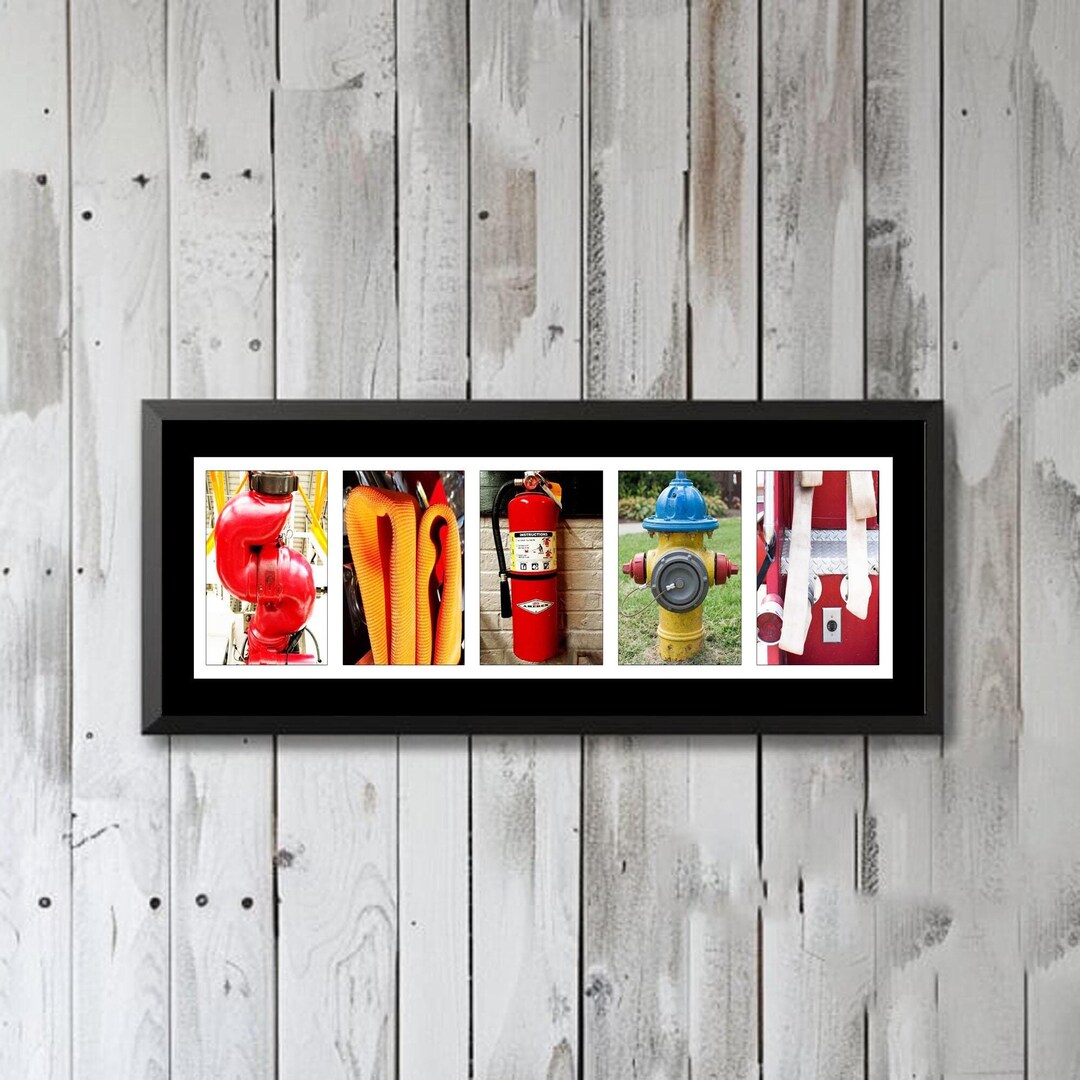 Personalized Family Name Firefighter Letter Photography Framed Sign ...