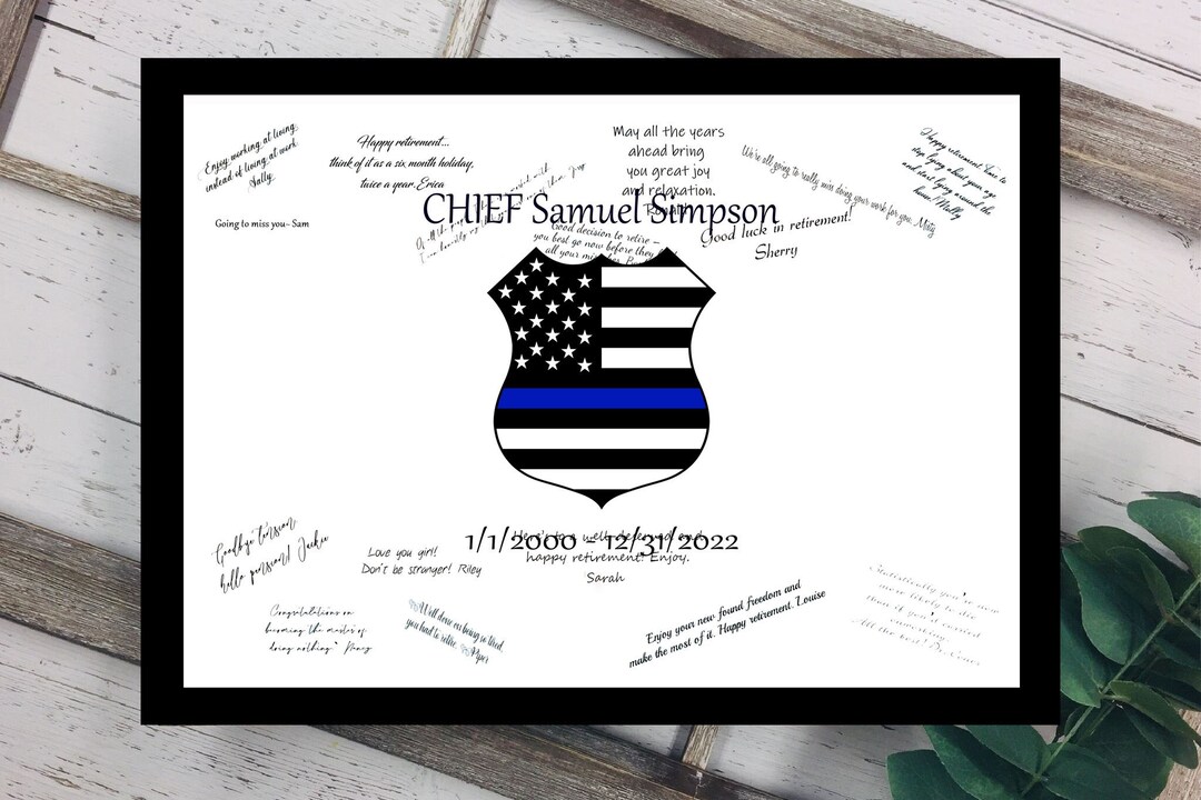 Police Officer Badge Thin Blue Line Flag Personalized - Etsy