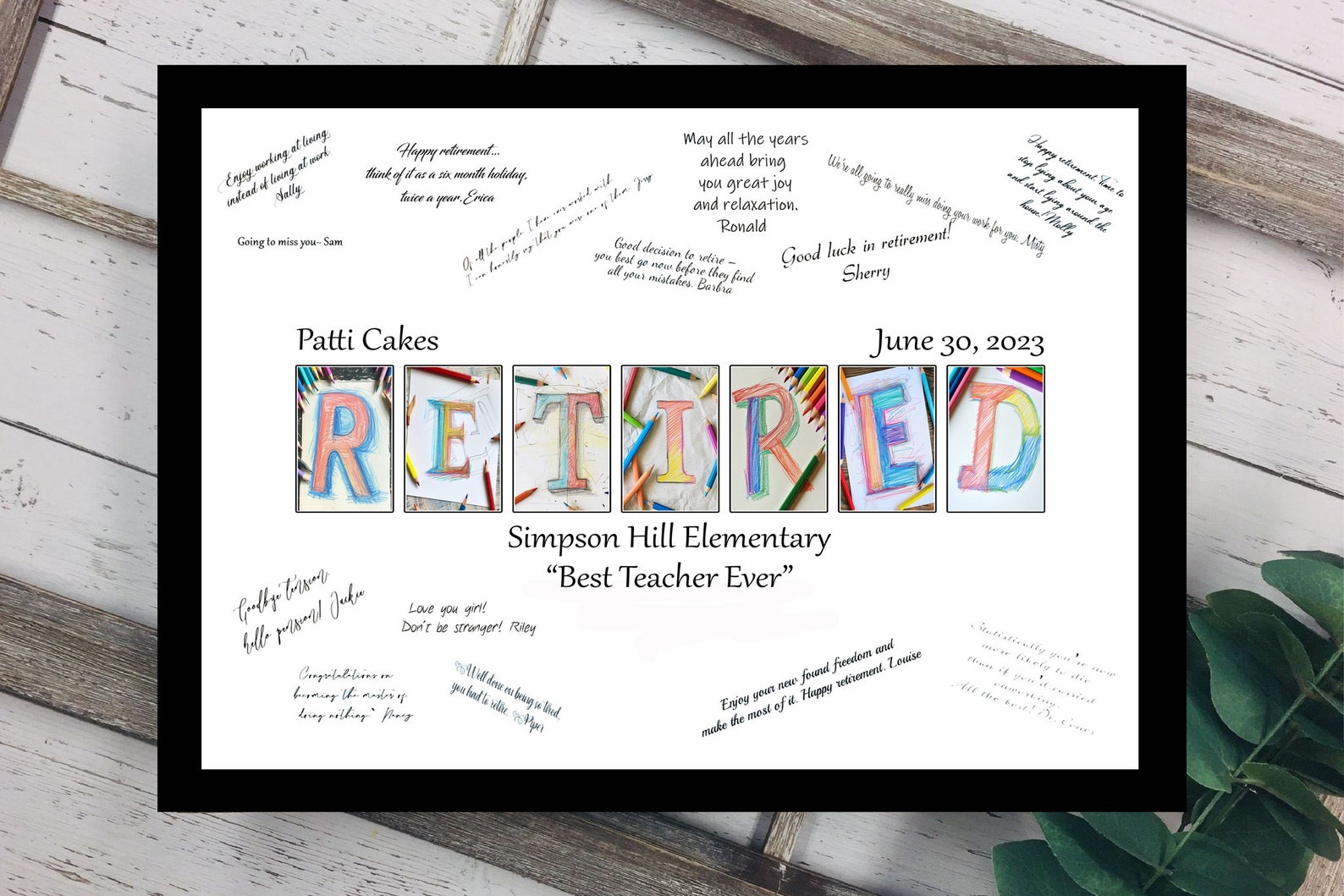 Teacher Colored Pencil Retirement Party Unique Alternative Guest Book ...