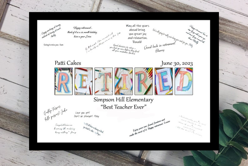 Teacher Colored Pencil Retirement Party Unique Alternative Guest Book ...