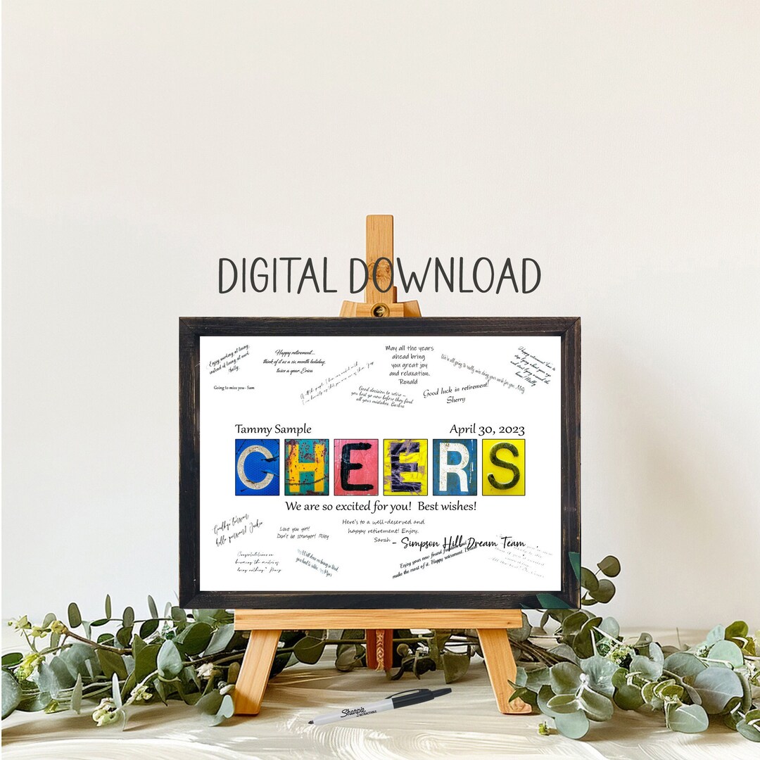 Digital Download Retro Cheers Unique Alternative Guest Book Keepsake ...