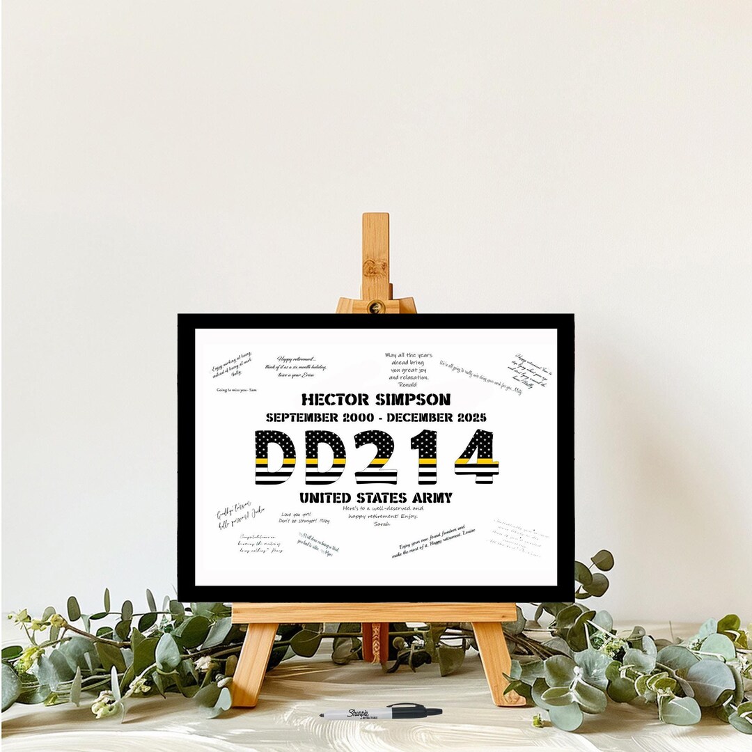 Personalized DD214 Army American Flag Retired Military Guest Book ...