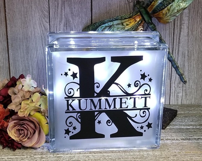 Custom Monogrammed Lighted Glass Block - Etsy