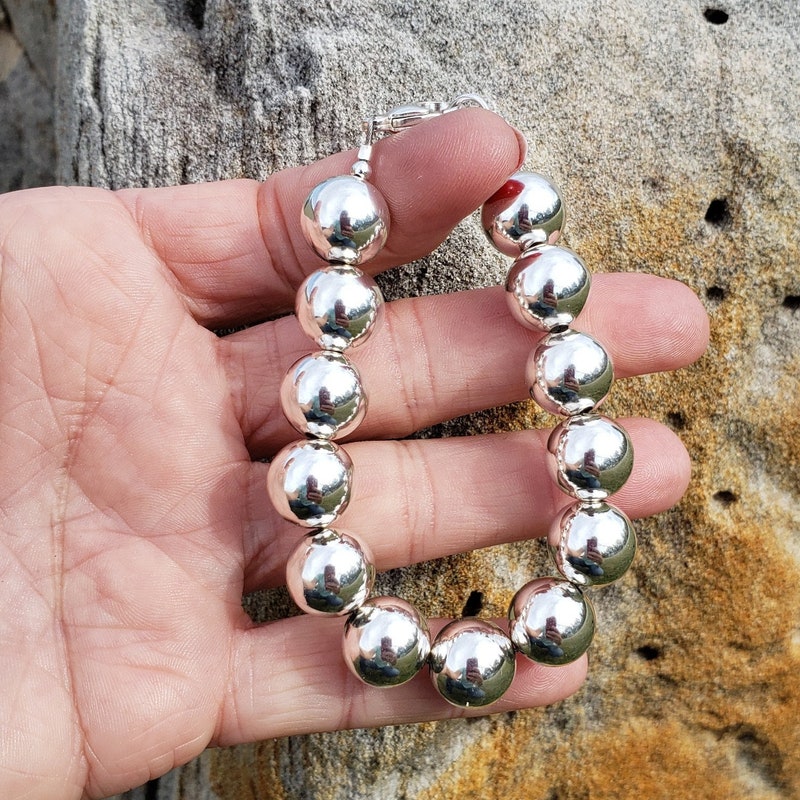 Silver Bead Bracelet - Etsy