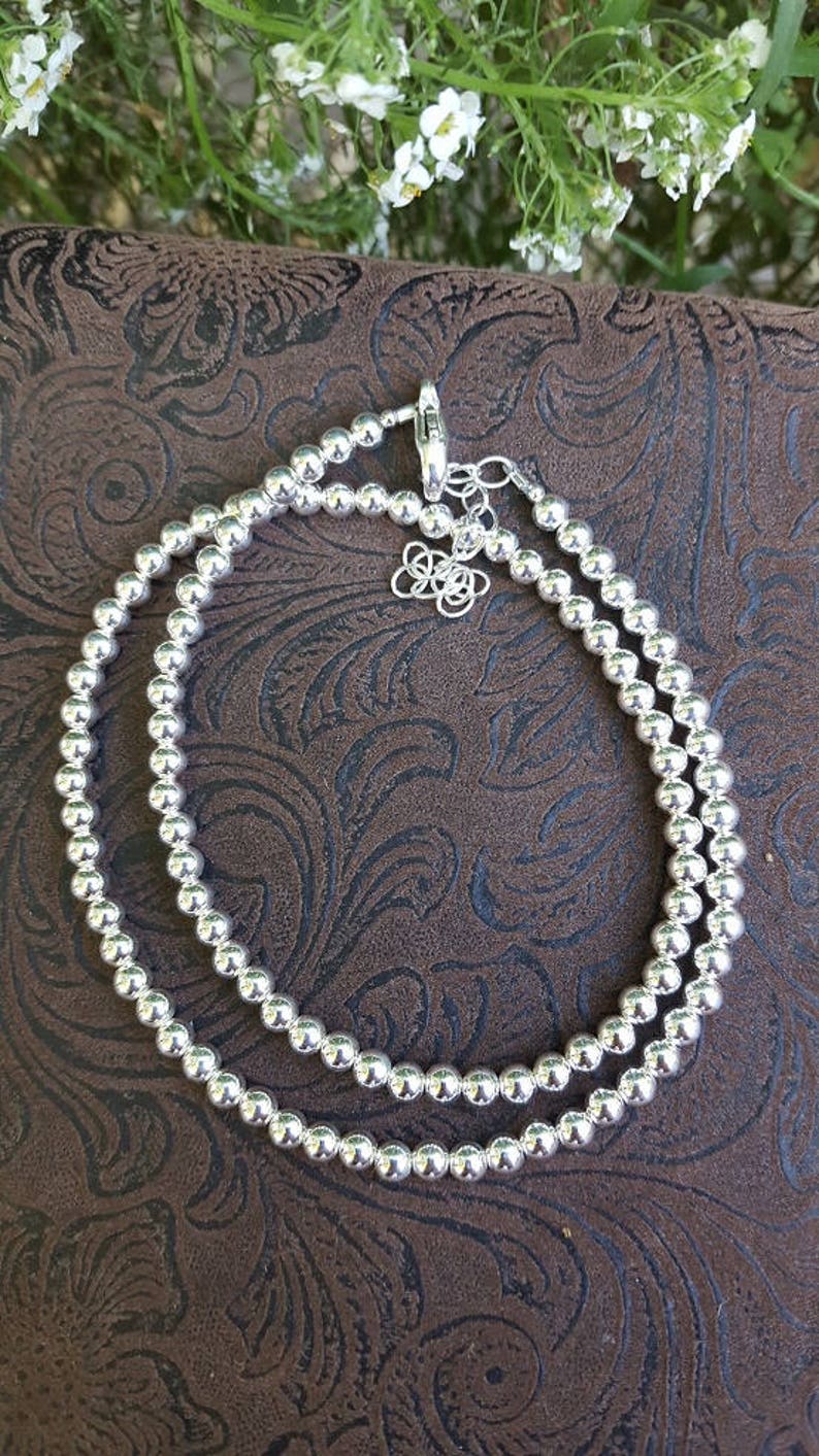 4mm Sterling Silver Bead Necklace 4mm Silver Bead Necklace | Etsy