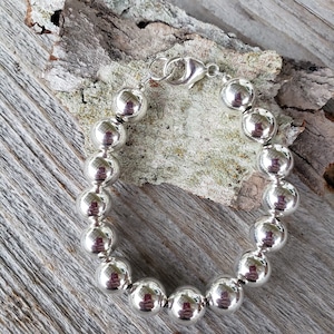10mm Sterling Silver Bead Bracelet, All 10mm Round Ball Silver Bead ...