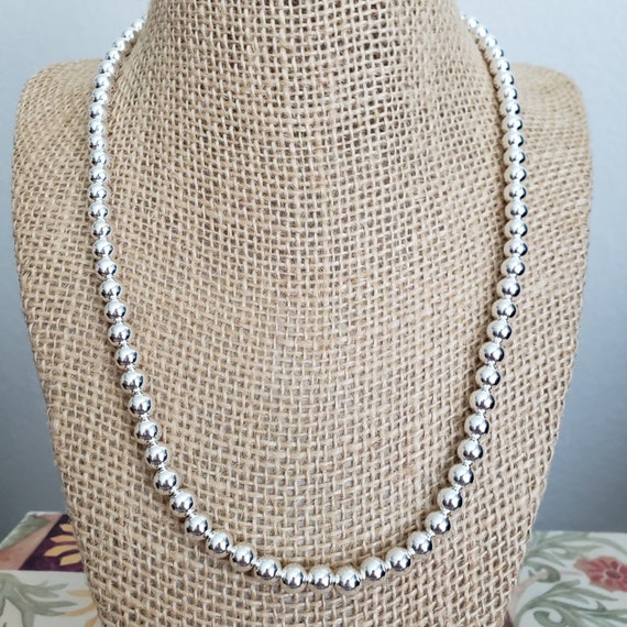 6mm Sterling Silver Bead Necklace, 6mm Bead Necklace Strand 6mm Sterling Silver Bead Necklace, 6mm Bead Necklace Strand