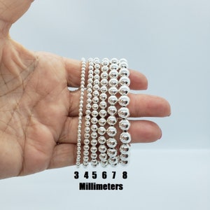 7mm Sterling Silver Ball Bead Bracelet, 925 Sterling, All Shiny Round ...
