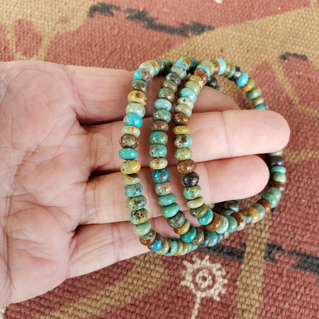 6.5mm Turquoise Bracelet, Stretch Blue Green Turquoise Bracelet ...