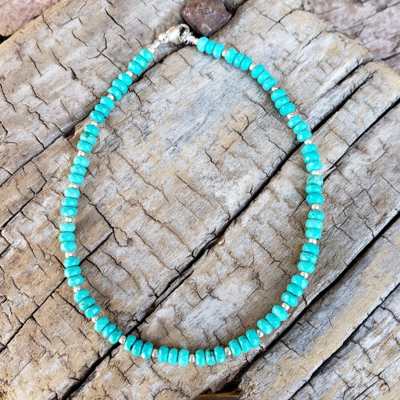 Turquoise Anklet Blue Turquoise Anklet Genuine 4mm Turquoise | Etsy