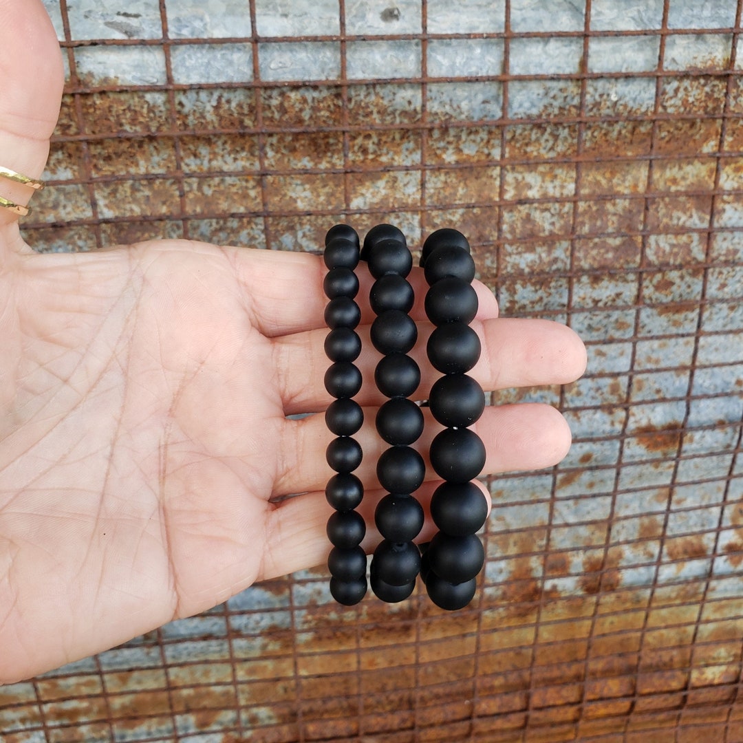 Matte Black Onyx Bracelet, Stretch, 8mm/10mm /12mm - Etsy