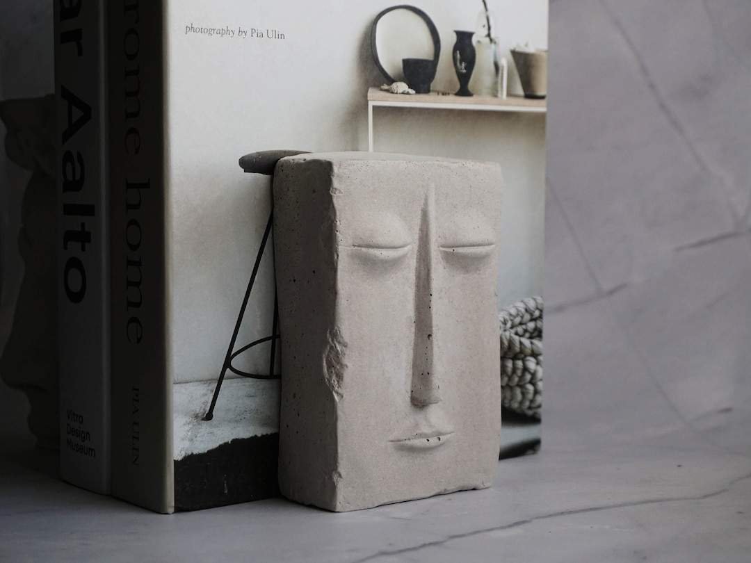 Abstract Concrete Bookend Contemporary Piece of Art Shelf Decor Face - Etsy
