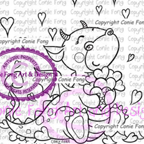 Digital Stamp Digi Stamp Digistamp Tori the Dragon-raining - Etsy
