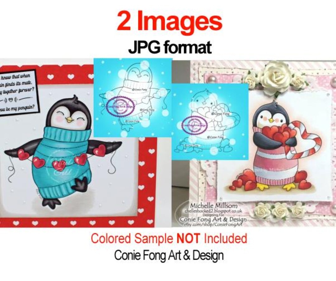 Digital Stamp, Digi Stamp, Digistamp, Penguin Bundle of Love & Penguin ...