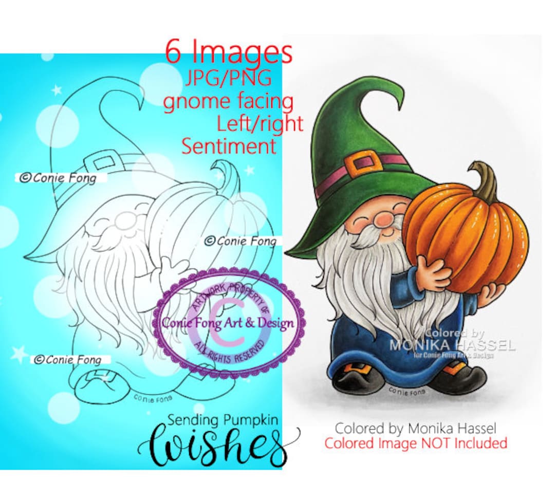 SALE Digital Stamp, Digi Stamp, Digistamp, Pumpkin Gnome and Sentiment ...