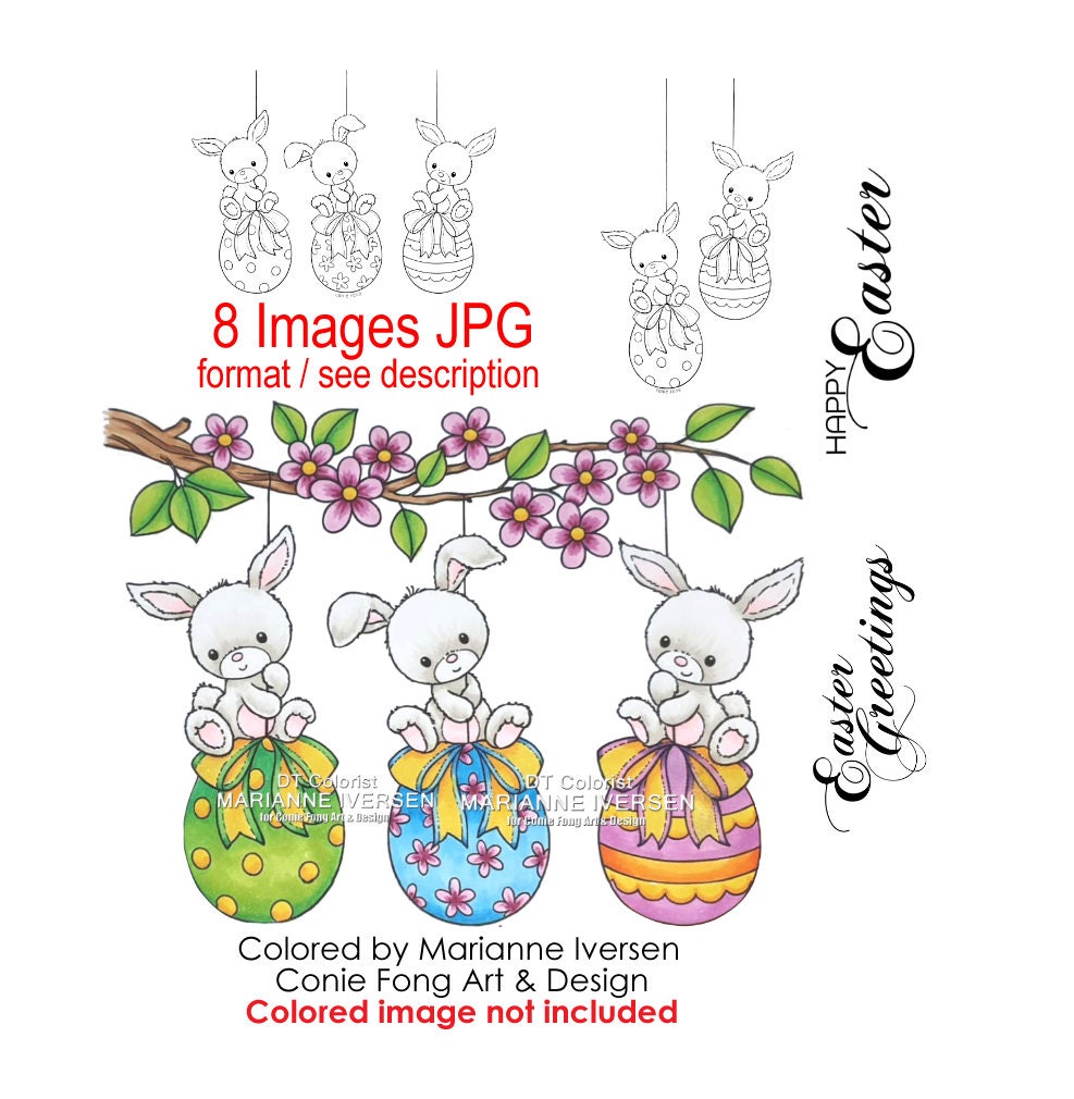 Digital Stamp Digi Stamp Digistamp Easter Bunny Trio Bundle - Etsy