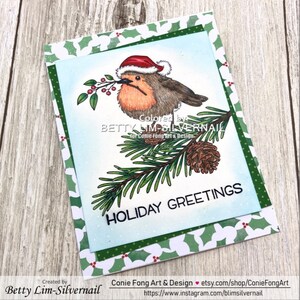 Digital Stamp, Digi Stamp, Digistamp, Red Robin With Berries by Conie ...