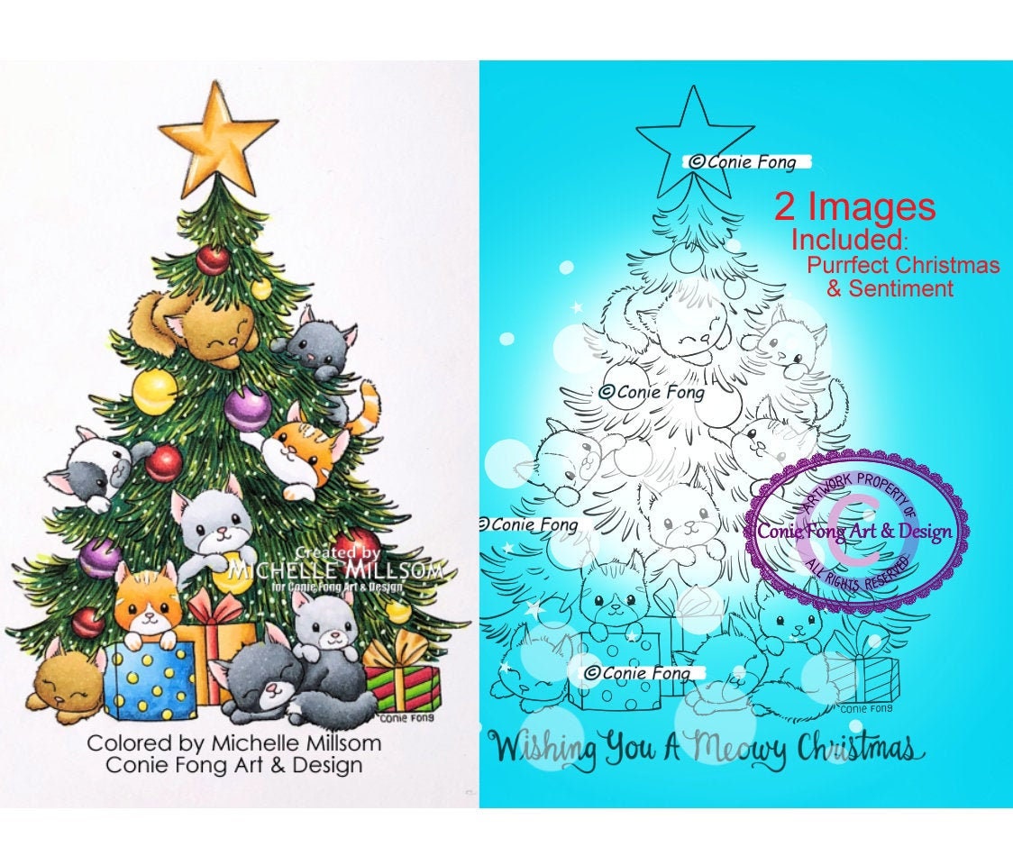 Digital Stamp Digi Stamp Digistamp Purrfect Christmas and - Etsy