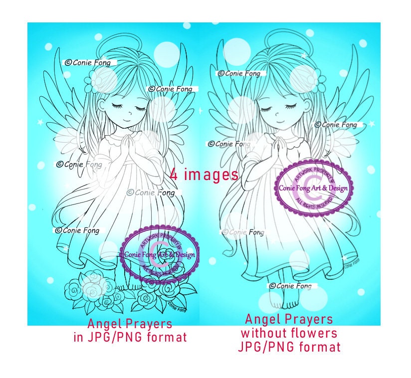 Digital Stamp Digi Stamp Digistamp Angel Prayers by Conie - Etsy