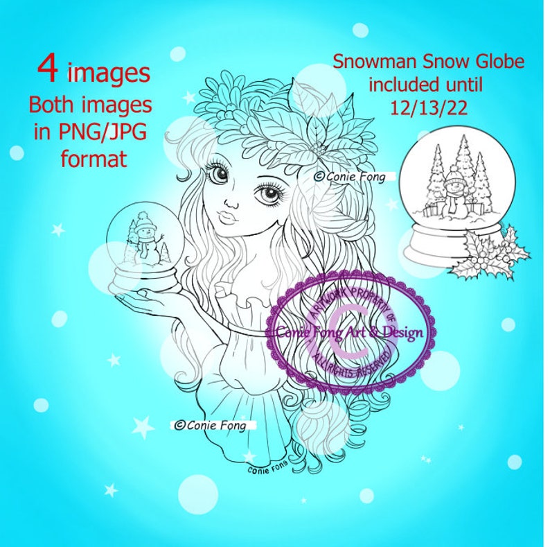 Digital Stamp, Digi Stamp, Digistamp, Snow Globe Wishes by Conie Fong ...