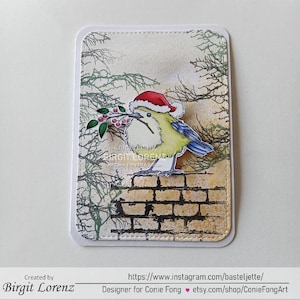 Digital Stamp, Digi Stamp, Digistamp, Red Robin With Berries by Conie ...