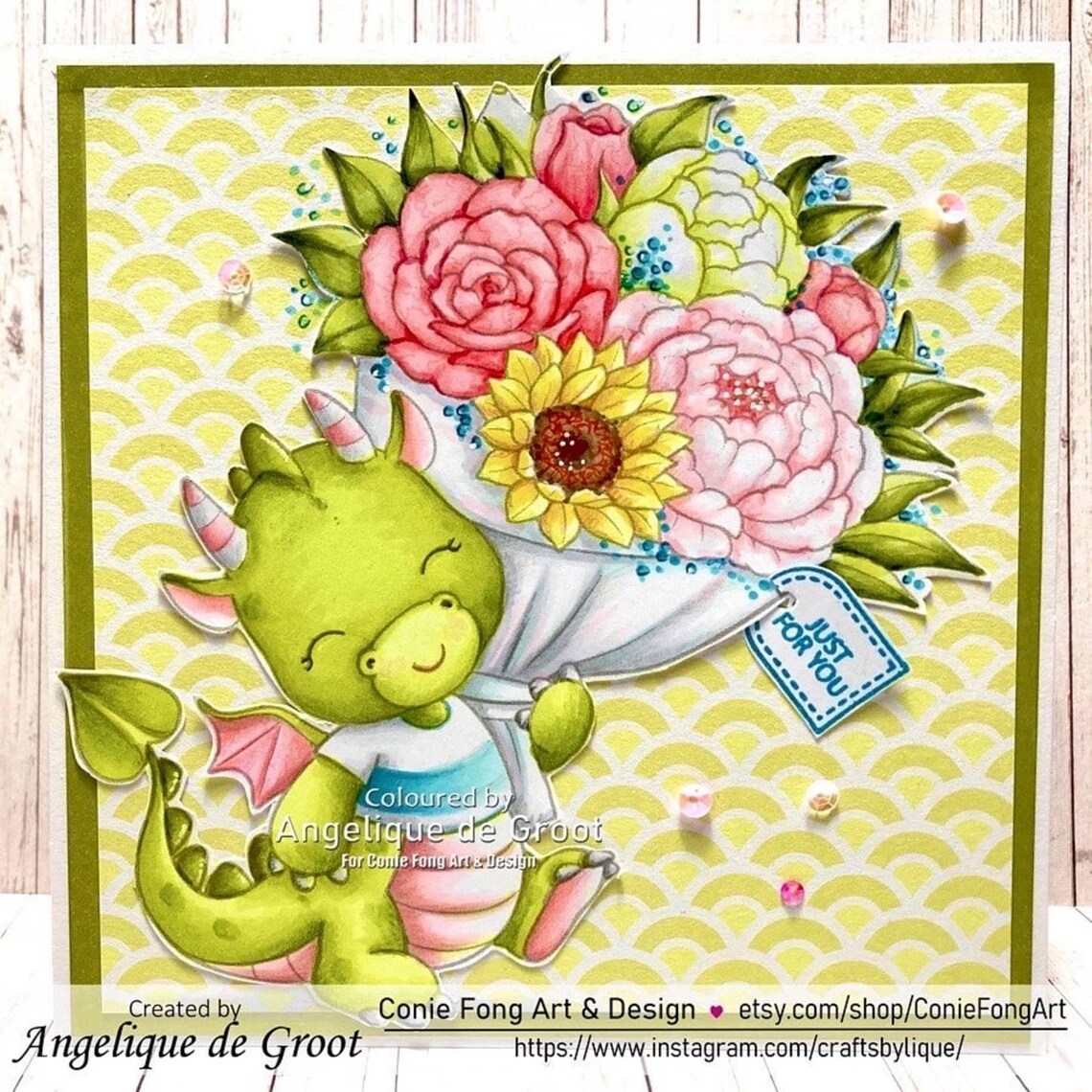 Digital Stamp Digi Stamp Digistamp Dragon Bouquet and | Etsy