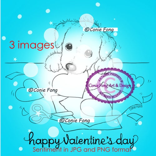 Digital Stamp Digi Stamp Digistamp Bunny Hearts Girl by - Etsy