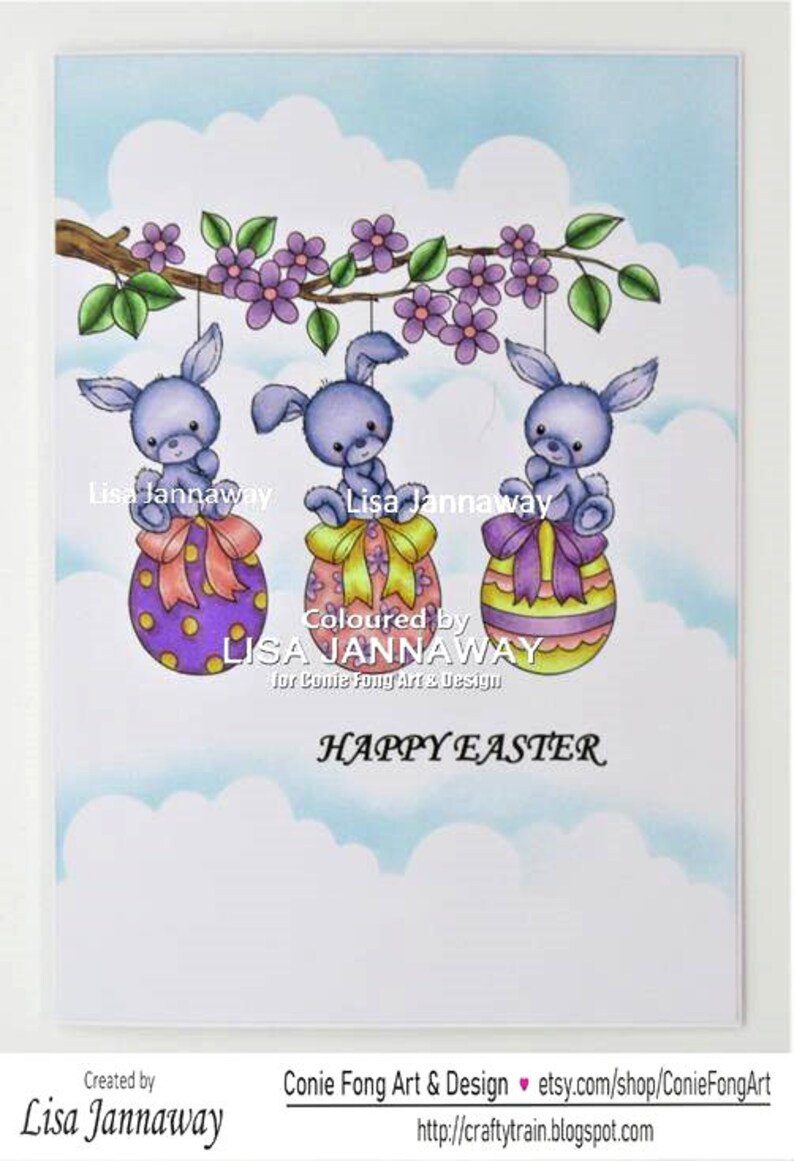 Digital Stamp, Digi Stamp, Digistamp, Easter Bunny Trio Bundle by Conie ...