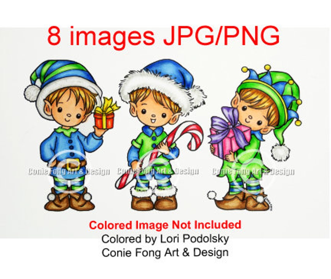 Digital Stamp, Digi Stamp, Digistamp, Christmas Boy Elves by Conie Fong ...