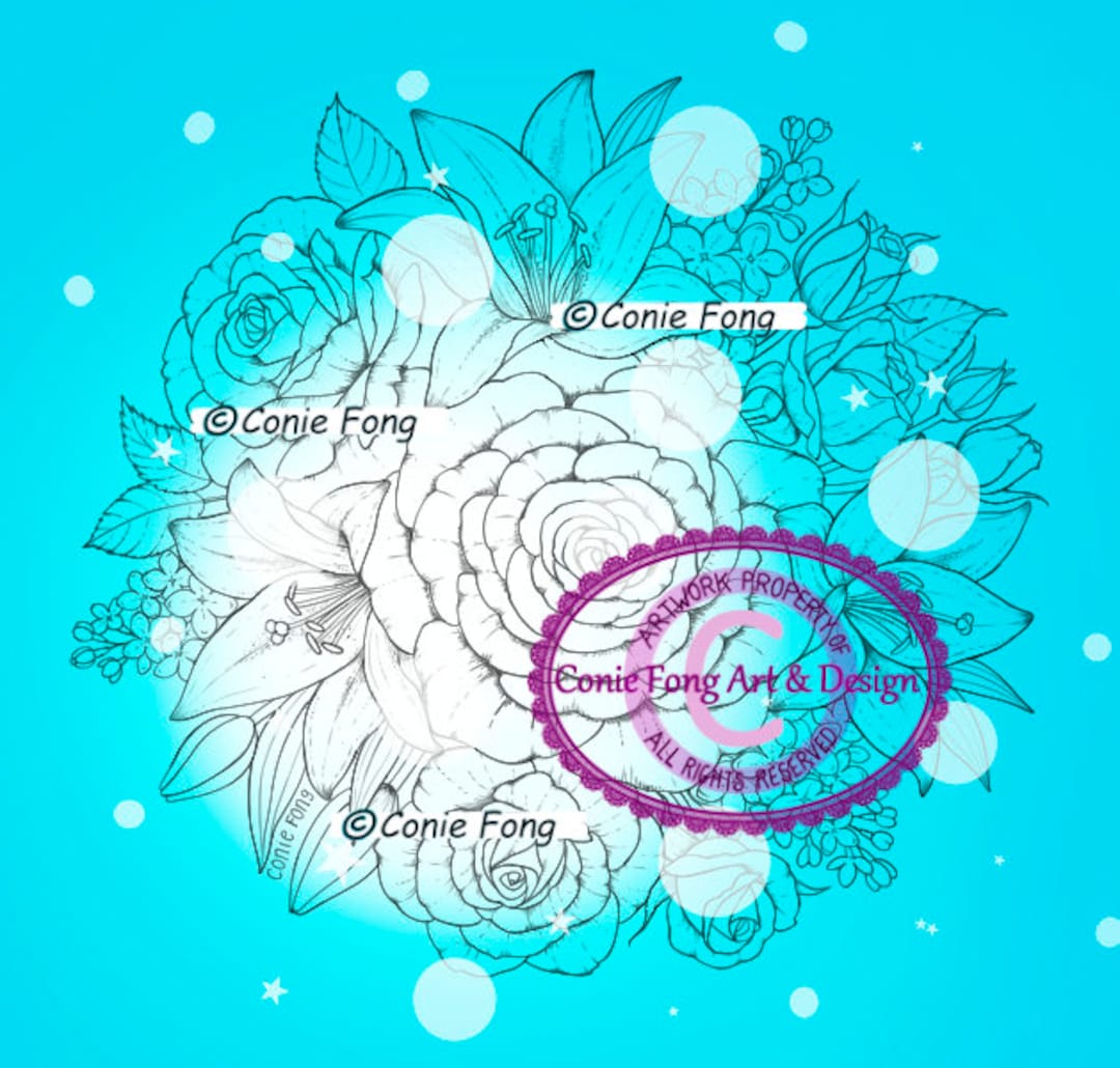 Sale Digital Stamp, Digi Stamp, Digistamp, Floral Garden Conie Fong ...